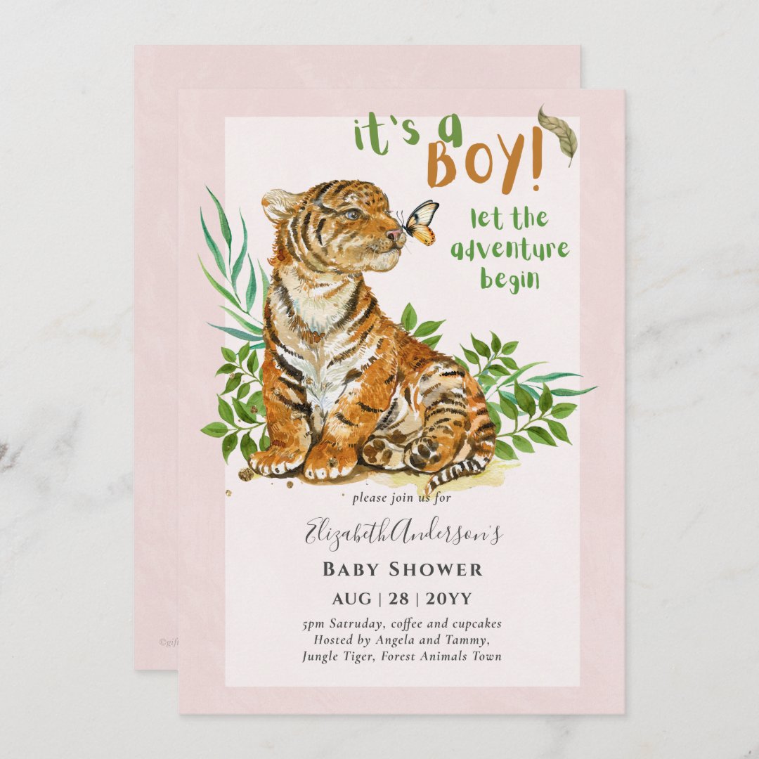 Adorable BOYS Tiger Baby Shower Invite | Zazzle