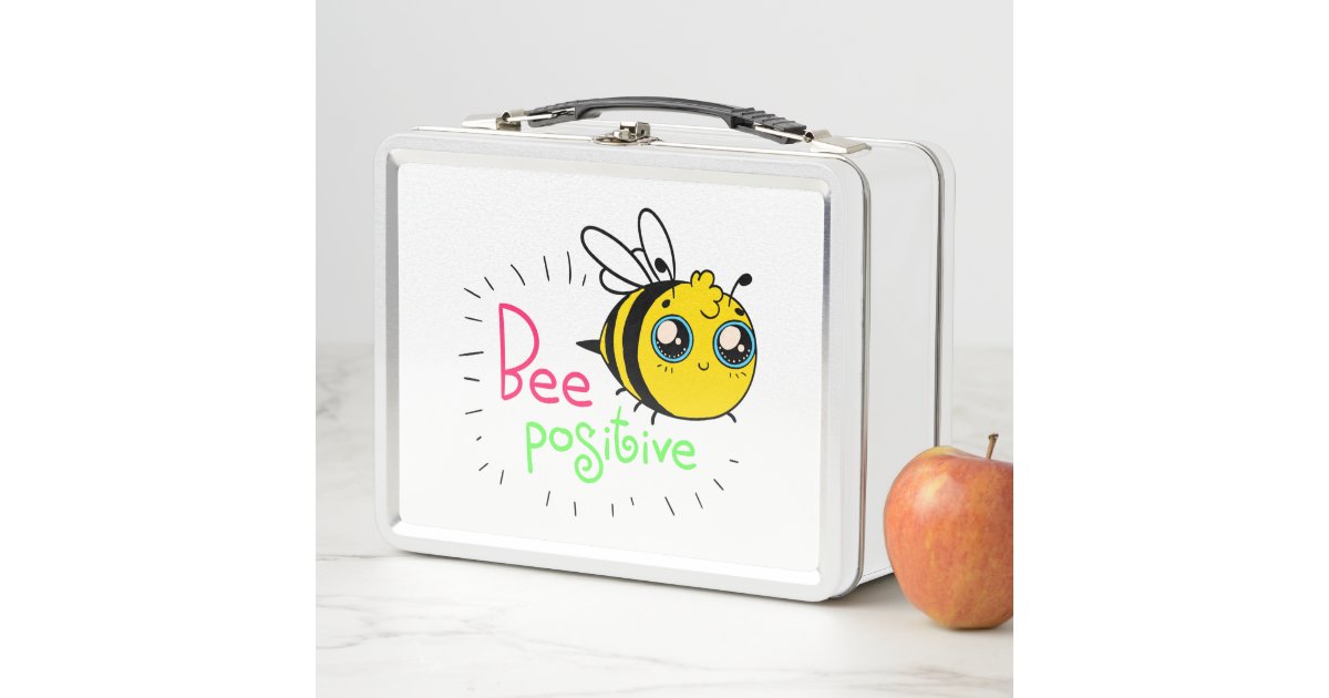 Adorable Bumble Bee Be Positive Motivational Metal Lunch Box | Zazzle