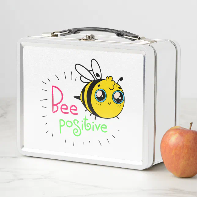 Adorable Bumble Bee Be Positive Motivational Metal Lunch Box | Zazzle