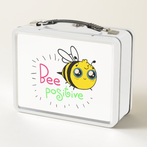 Adorable Bumble Bee Be Positive Motivational Metal Lunch Box | Zazzle