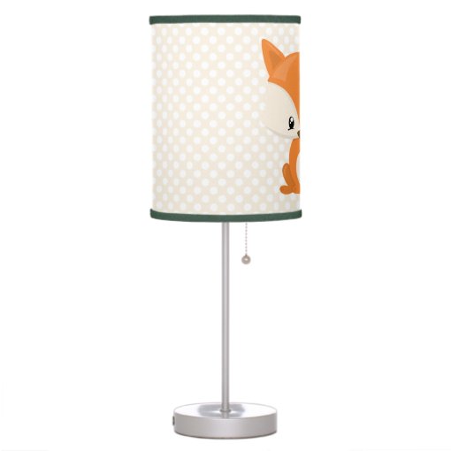 Adorable Cartoon Fox with Polka-Dot Background Table Lamp | Zazzle