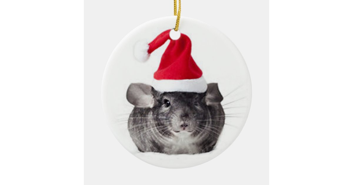 Adorable Chinchilla Santa Model Ceramic Ornament | Zazzle
