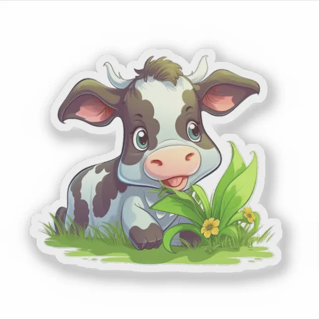 Adorable Cow Sticker | Zazzle