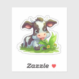 Adorable Cow Sticker | Zazzle