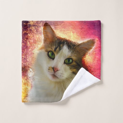 Adorable Cute Calico Cat Bath Towel Set | Zazzle