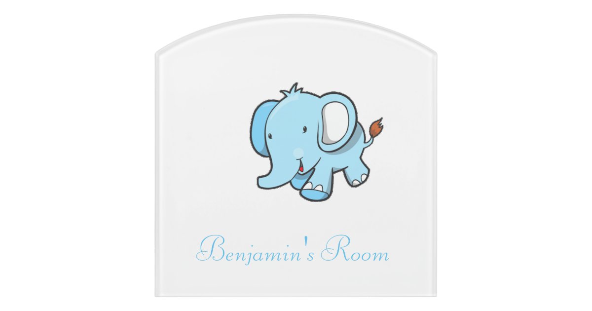 Adorable Cute Light Blue Baby Elephant Door Sign | Zazzle