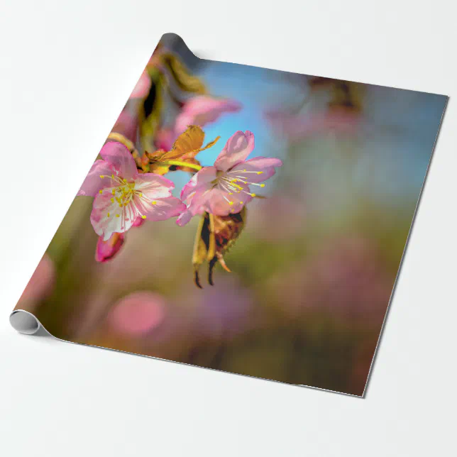 Adorable Cute Sakura Flowers In The Evening Wrapping Paper | Zazzle