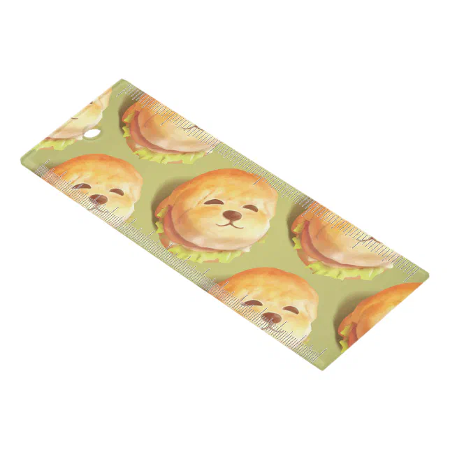Adorable Dog Face Burger Pattern Ruler | Zazzle
