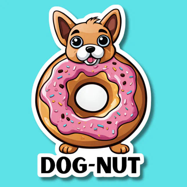 Adorable Dog-Nut Waterproof Sticker | Zazzle
