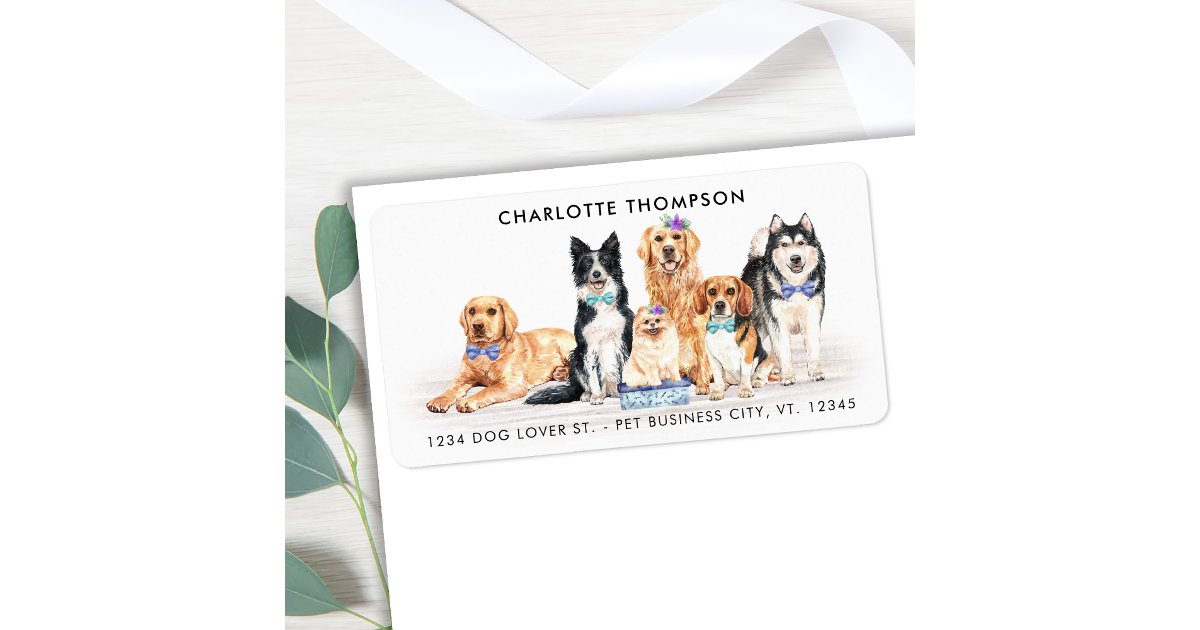 Adorable Dogs Custom Pet Business Return Address Label | Zazzle