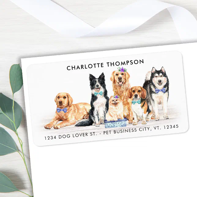 Adorable Dogs Custom Pet Business Return Address Label | Zazzle