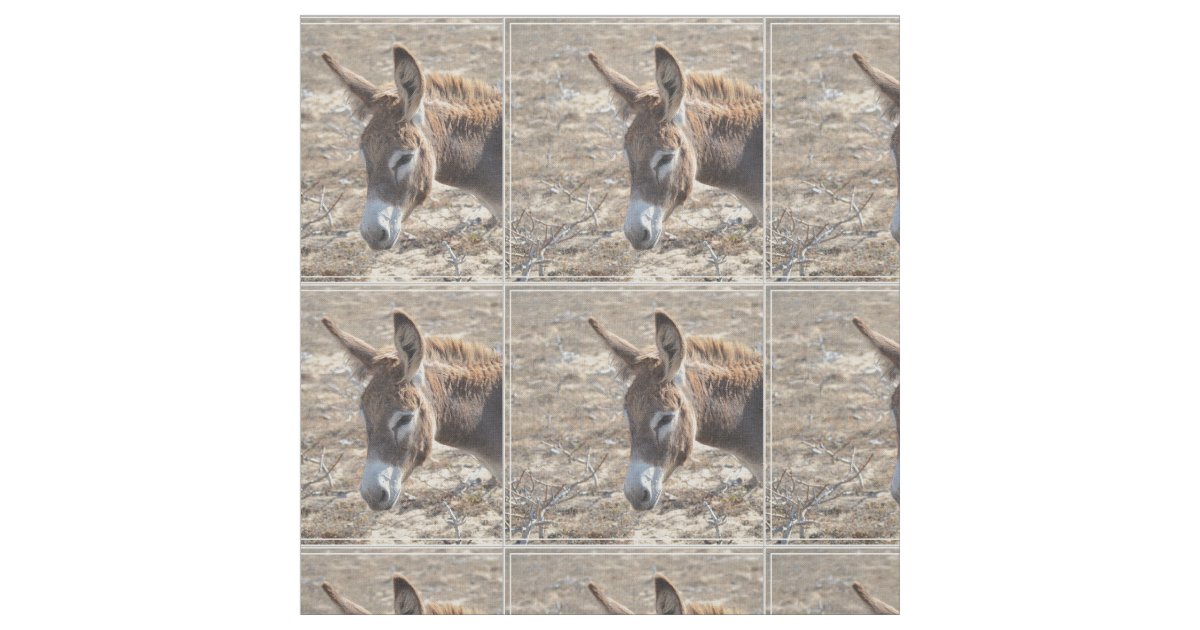 Adorable Donkey Fabric | Zazzle