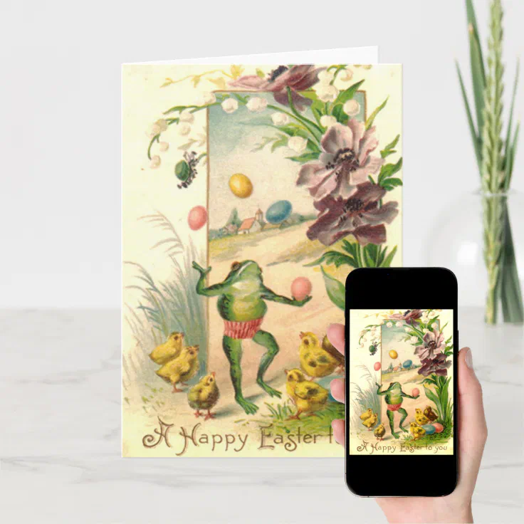 Adorable Easter Frog Holiday Card | Zazzle