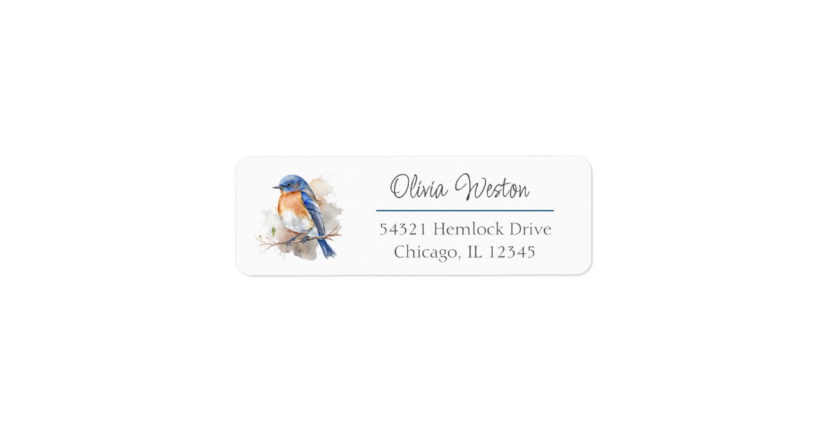 Adorable Eastern Bluebird Rustic Watercolor Label | Zazzle