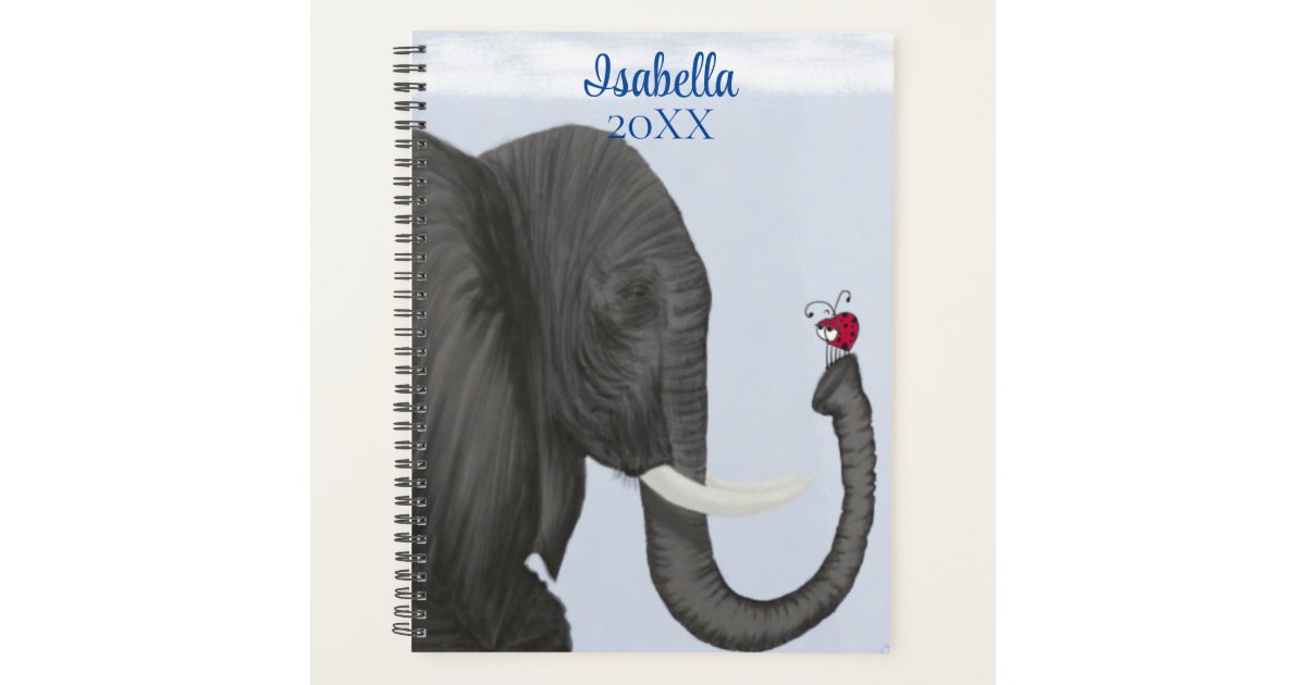 Adorable Elephant and Cute Ladybug Planner | Zazzle