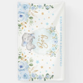 Adorable Elephant Blue Floral Boy Baby Shower Banner | Zazzle