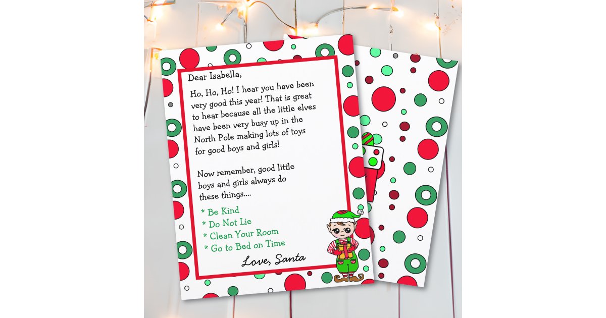 Adorable Elf Personalized Letter from Santa | Zazzle