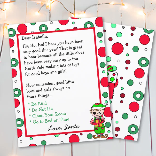 Adorable Elf Personalized Letter from Santa | Zazzle