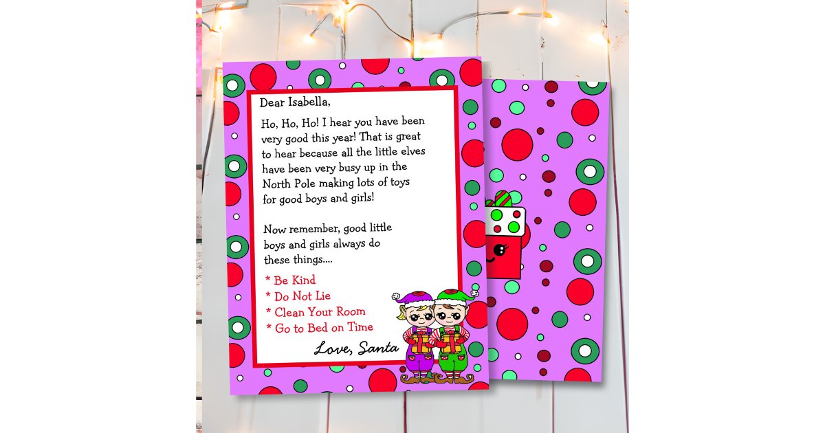 Adorable Elf Personalized Letter from Santa | Zazzle