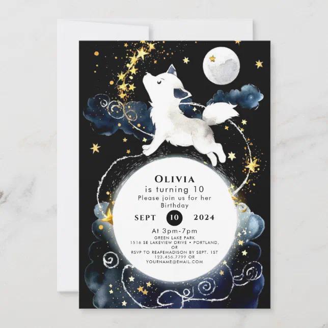 Adorable Enchantment Wolf Birthday Invitation | Zazzle