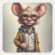 Adorable Fantasy Mouse-like Creature Shorts Jacket Square Sticker | Zazzle