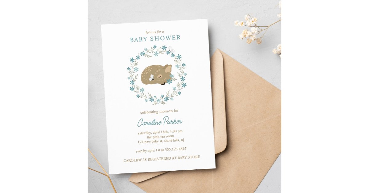 Adorable Fawn Baby Shower Invitation | Zazzle