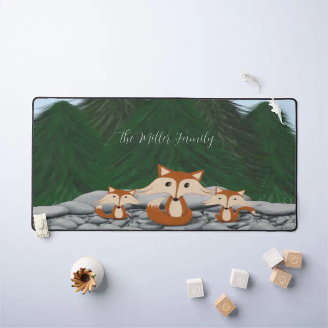 Adorable Fox Family Desk Mat | Zazzle