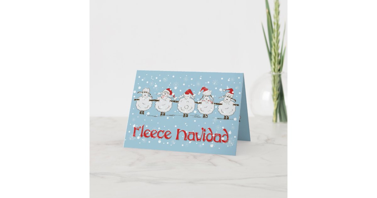 Adorable FUNNY Fleece Navidad Christmas Sheep Holiday Card | Zazzle