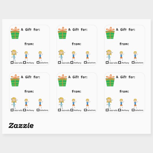 Adorable Gift Tag With Kids Names Sticker | Zazzle