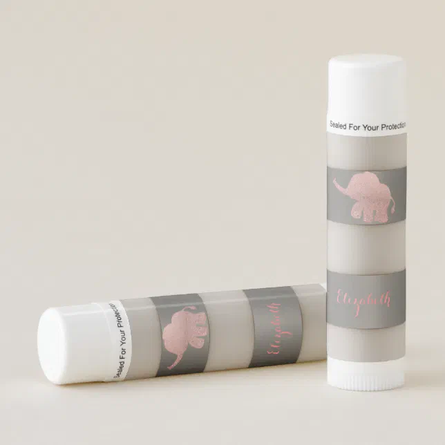 Adorable Glitter Elephant, Stripes- Personalized Lip Balm | Zazzle