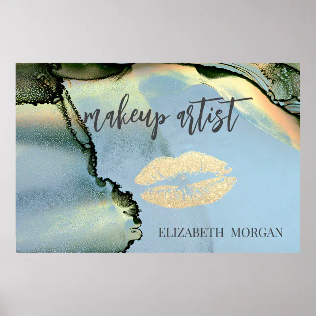 Adorable Glittery Lips,Makeup Alcohol ink Poster | Zazzle