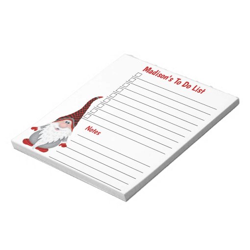 Adorable Gnome Kids Personalized To Do List Notepad | Zazzle