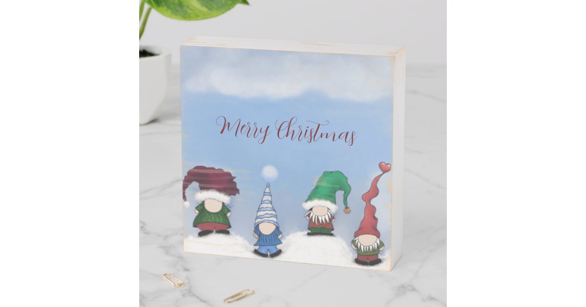 Adorable Gnome Posse Wooden Box Sign | Zazzle