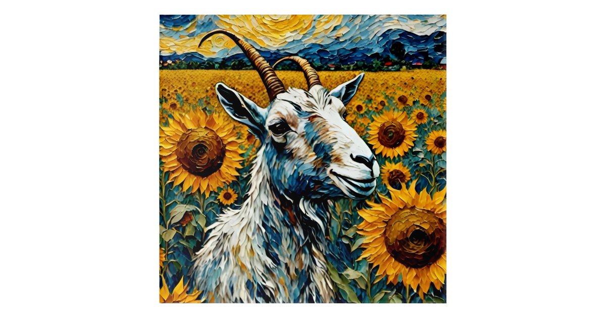 Adorable Goat in a Sunflower Field Acrylic Print | Zazzle