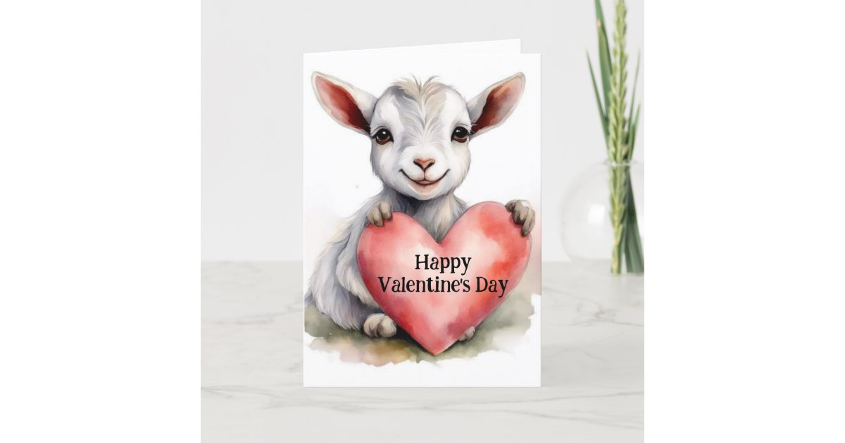 Adorable Goat Valentine's Day Card | Zazzle