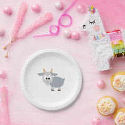 Adorable gray goat paper plates | Zazzle