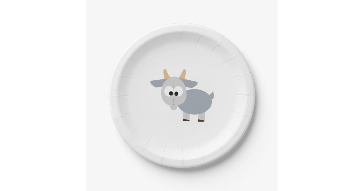 Adorable gray goat paper plates | Zazzle