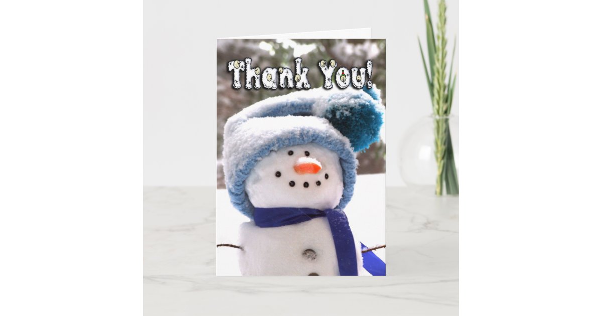 Adorable Handmade Snowman Thank You Card | Zazzle