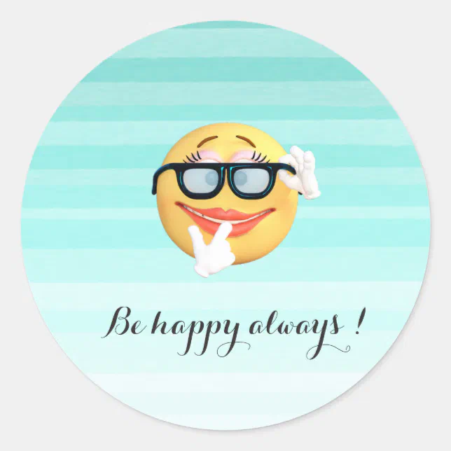 Adorable Happy Emoji Face-Be happy always Classic Round Sticker | Zazzle