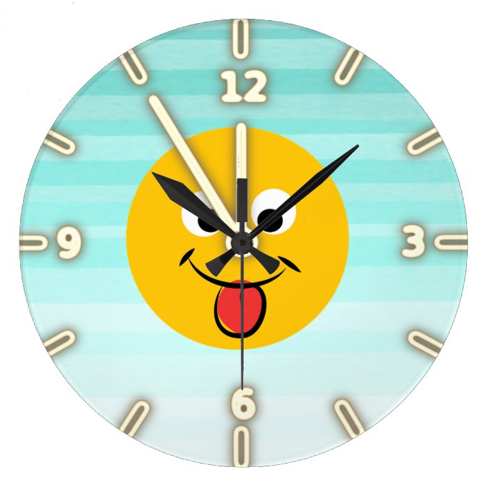Adorable Happy Emoji Face-Be happy always Large Clock | Zazzle