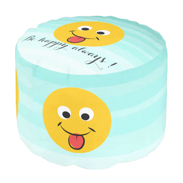 Adorable Happy Emoji Face-Be happy always Pouf | Zazzle