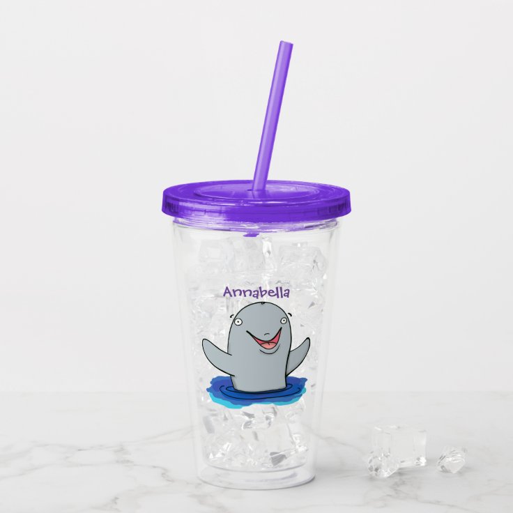 Adorable Happy Porpoise Cartoon Illustration Acrylic Tumbler Zazzle