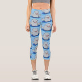 Adorable happy porpoise cartoon illustration capri leggings | Zazzle