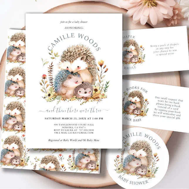 Adorable Hedgehog Family Baby Shower Invitation | Zazzle