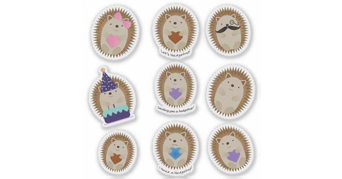 Adorable Hedgehog Sticker Set | Zazzle