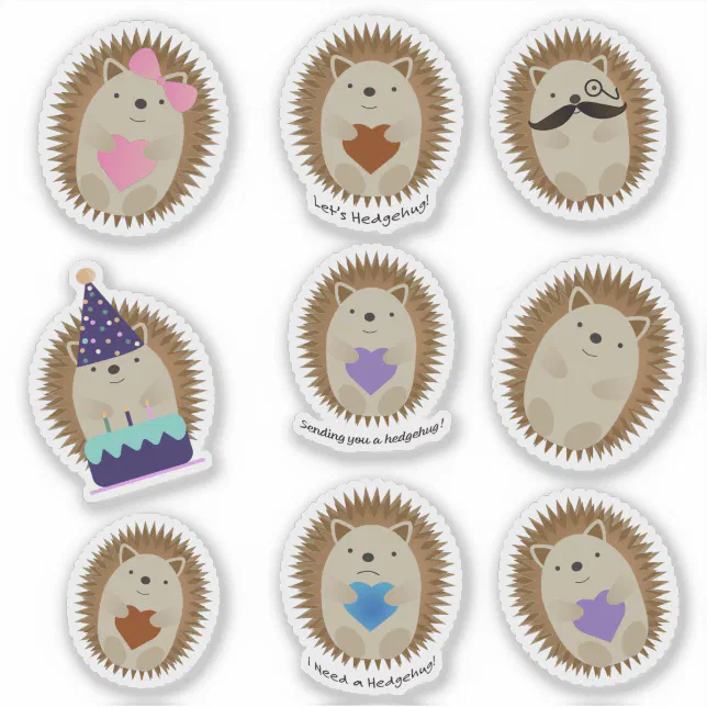 Adorable Hedgehog Sticker Set | Zazzle