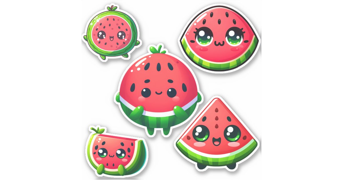 adorable kawaii watermelon sticker | Zazzle