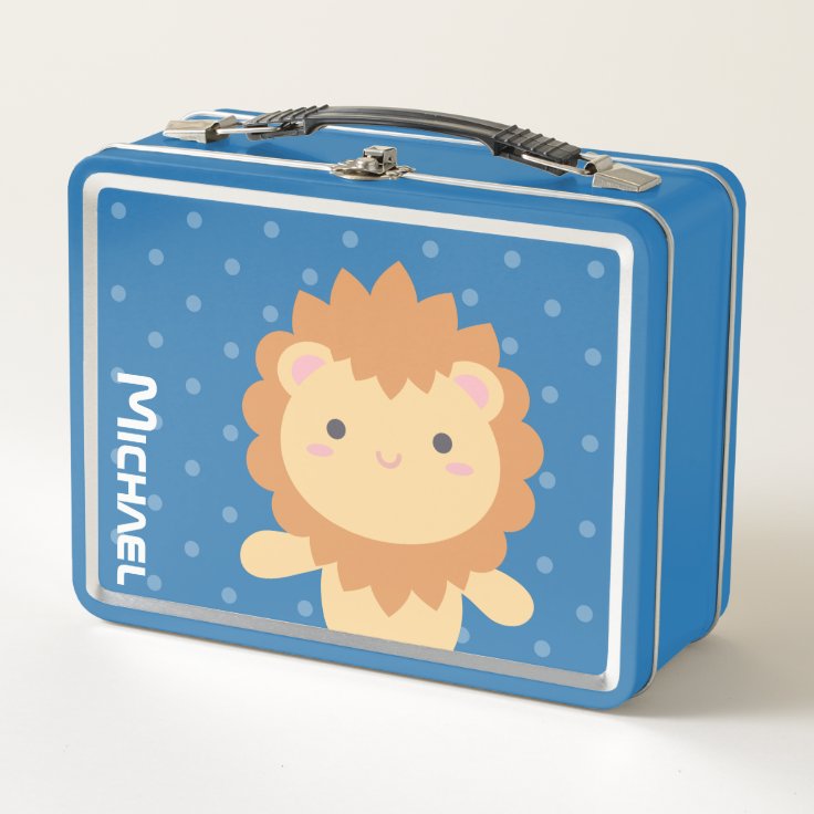 Adorable King of The Jungle Cute Cartoon Lion Kids Metal Lunch Box | Zazzle
