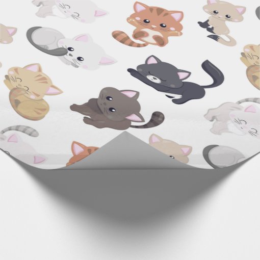 Adorable Kitty Cats Print Wrapping Paper | Zazzle
