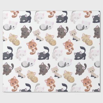 Adorable Kitty Cats Print Wrapping Paper | Zazzle